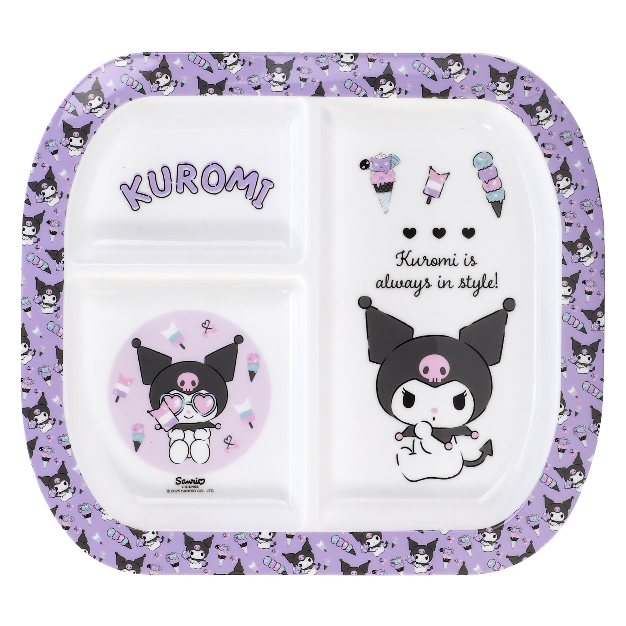 Kuromi 3 Section Childrens Divided Breakfast Lunch Dinner Plate ...